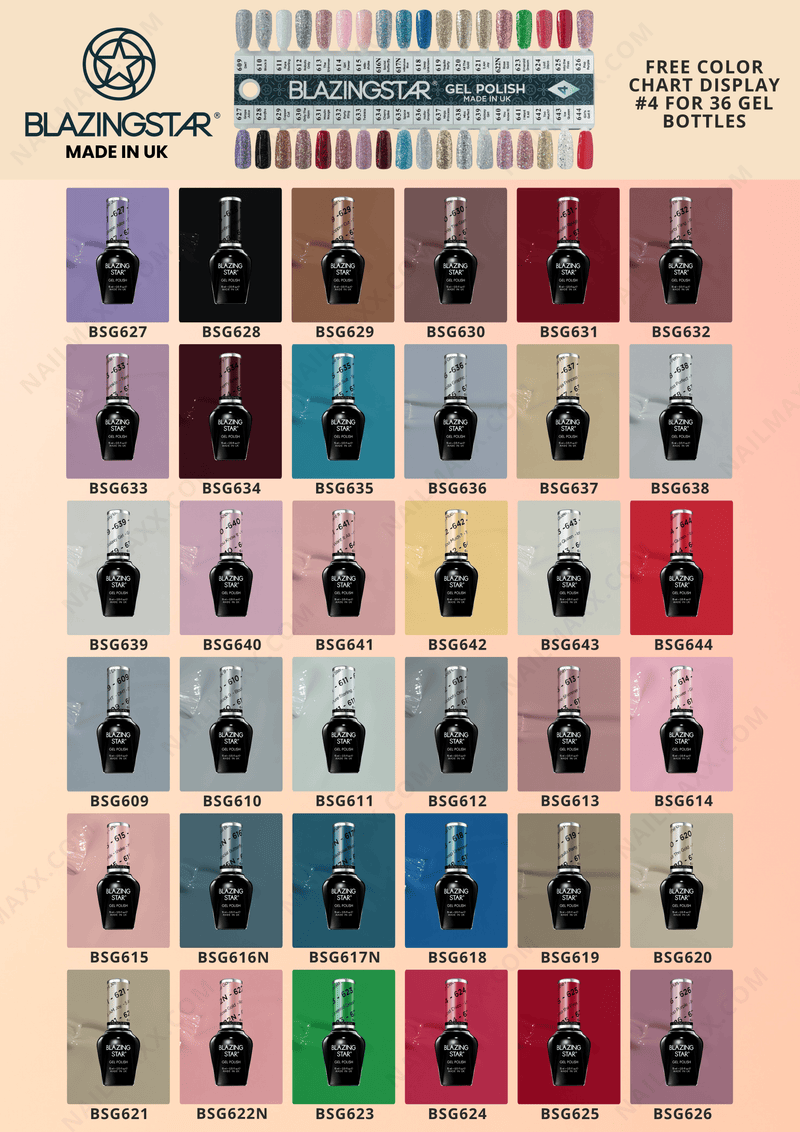 Blazing Star Gel Color Set #04 - FREE Display Color Chart #04